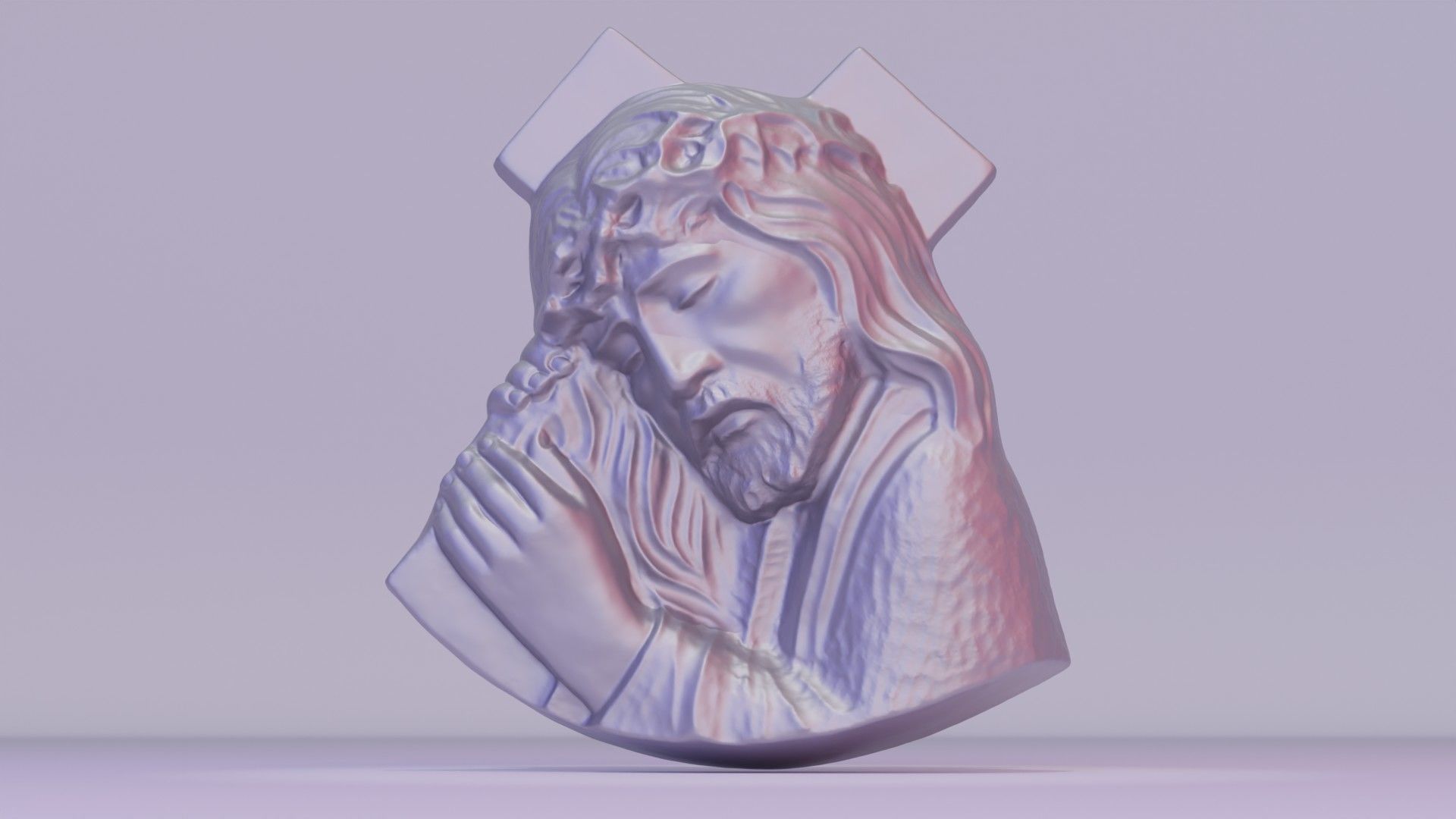 Jesus with a cross bas-relief 3D model 3D printable | CGTrader
