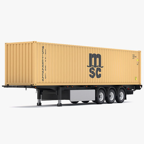 Chassis Semi Trailer with MSC Shipping Container 3D model | CGTrader