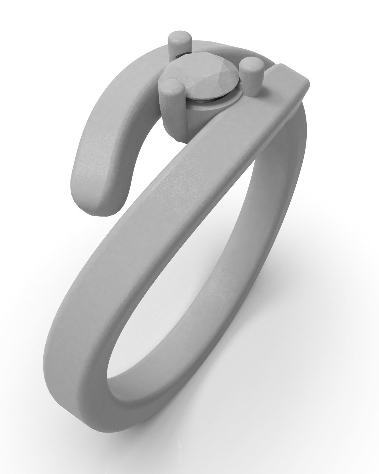 Solitaire bypass ring 3D model 3D printable | CGTrader