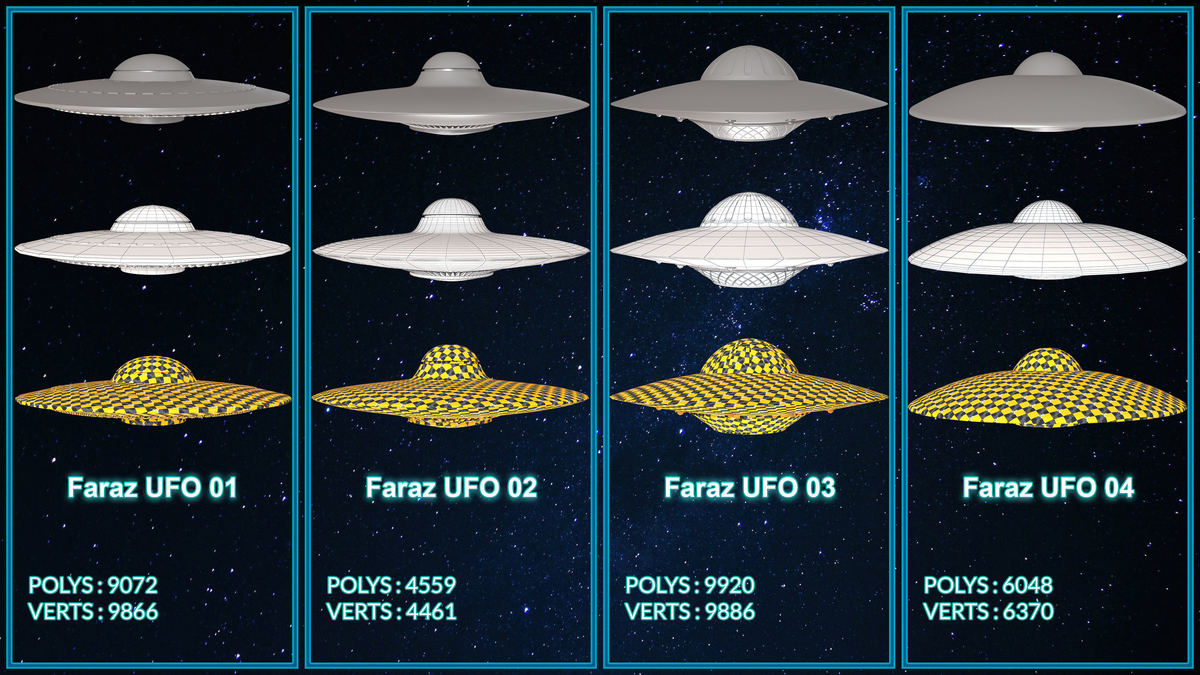 3D model 25 Sci Fi Flying Saucer UFO Base mesh V1 VR / AR / low-poly ...