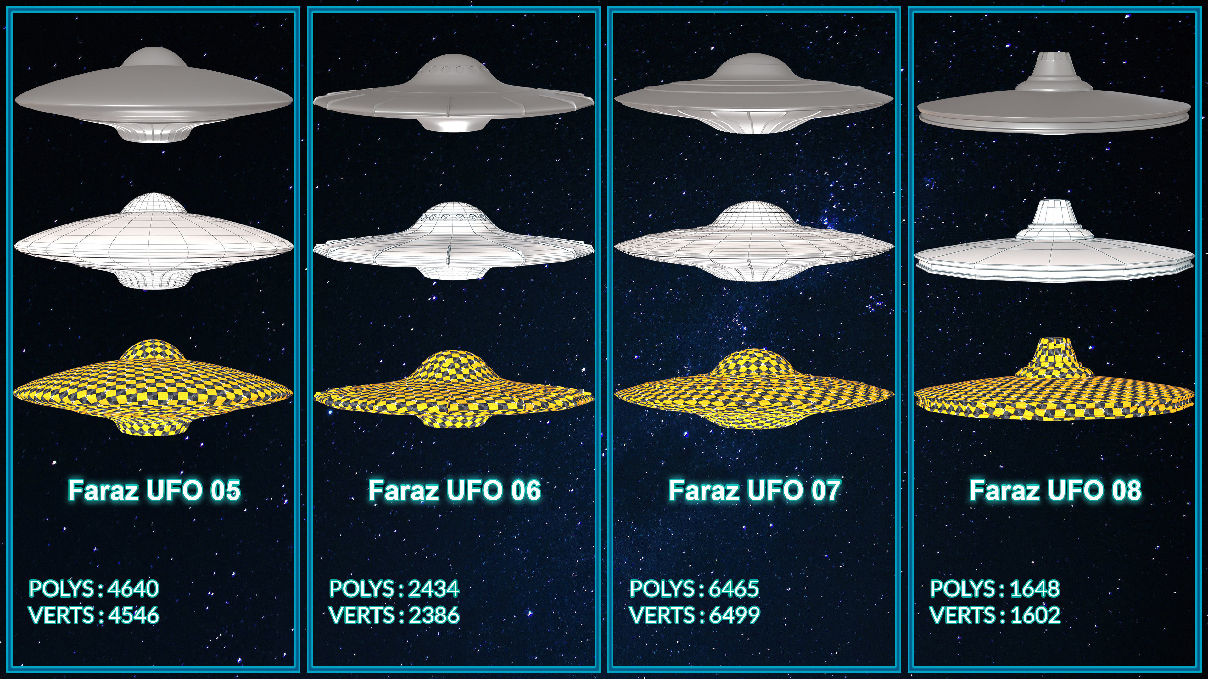 3D model 25 Sci Fi Flying Saucer UFO Base mesh V1 VR / AR / low-poly ...
