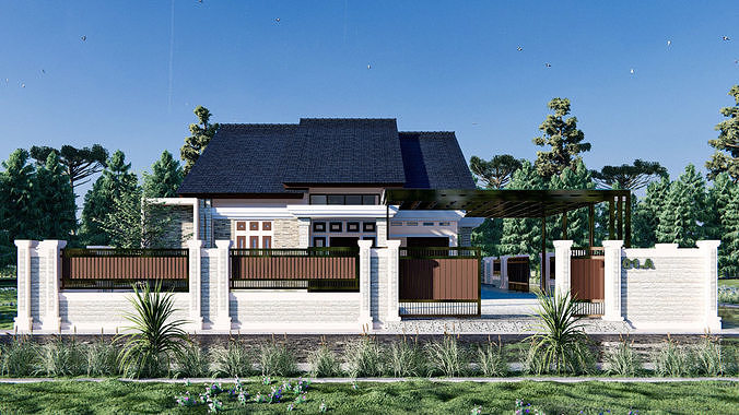 simple house design in suburban aceh indonesia 3D model 3D printable ...