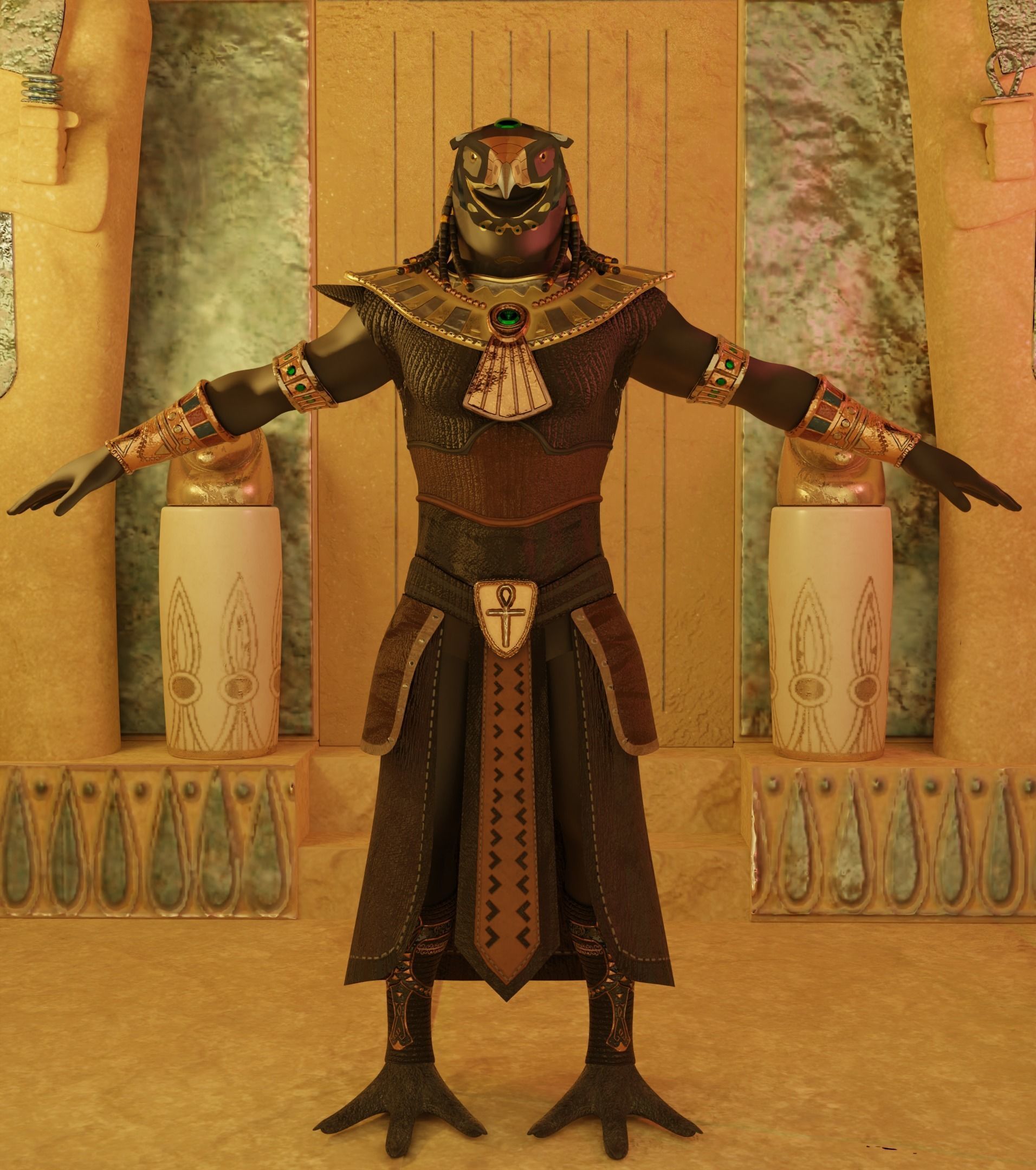 Horus God Egyptian 3D model rigged | CGTrader