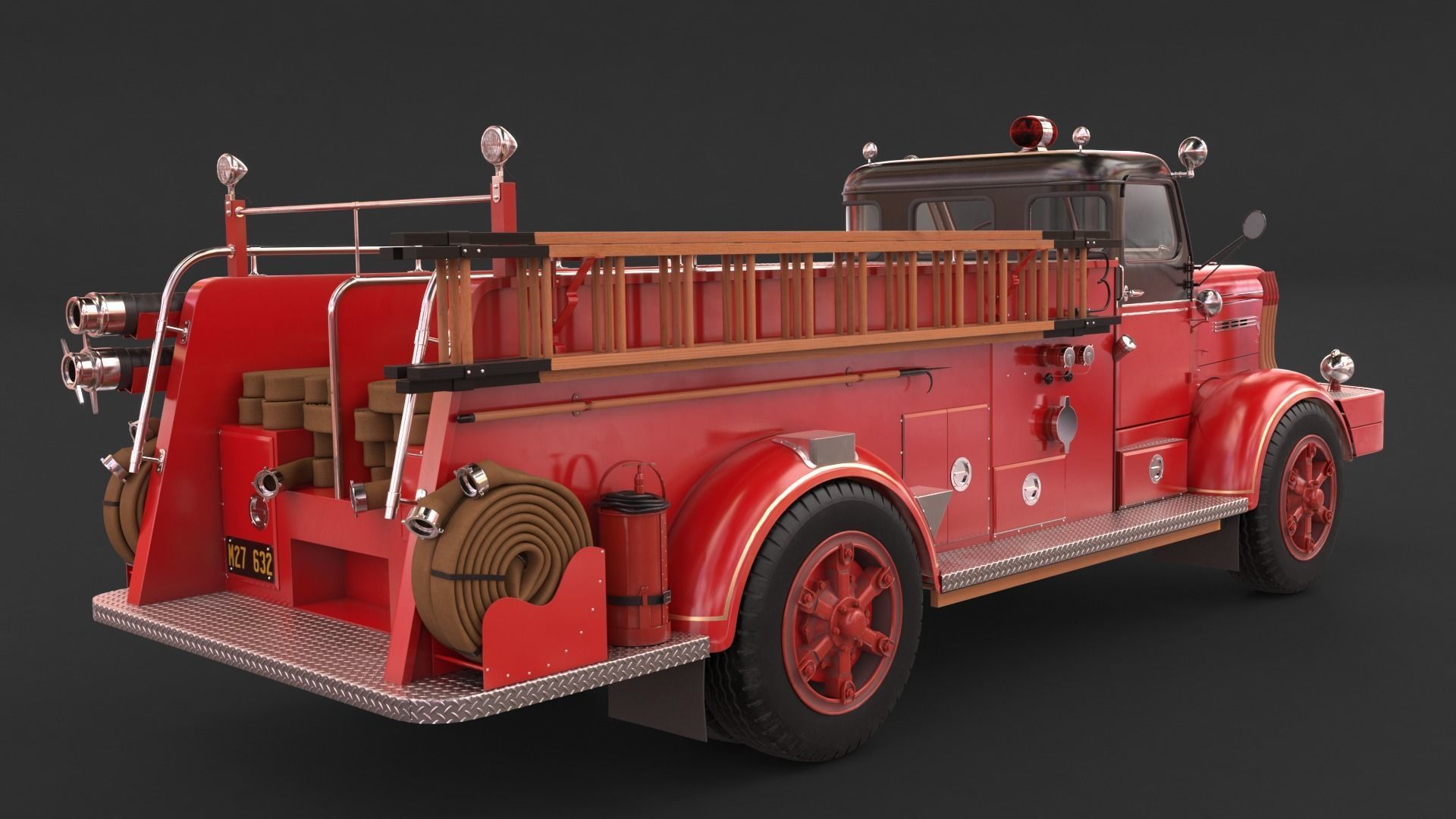 Fire Truck - ENGINE 61 1953 FWD Pumper high poly 3D model | CGTrader