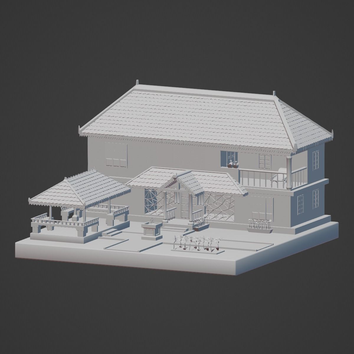 3D model Simple Low Poly Isometric Traditional Indian House 3D Model VR ...