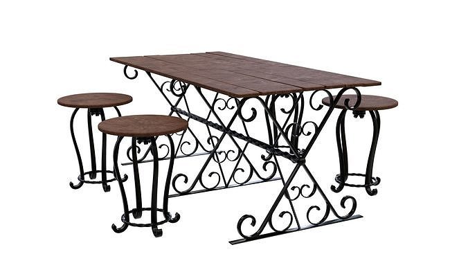 Forged Table With Chairs High Poly 3d model 3D model | CGTrader