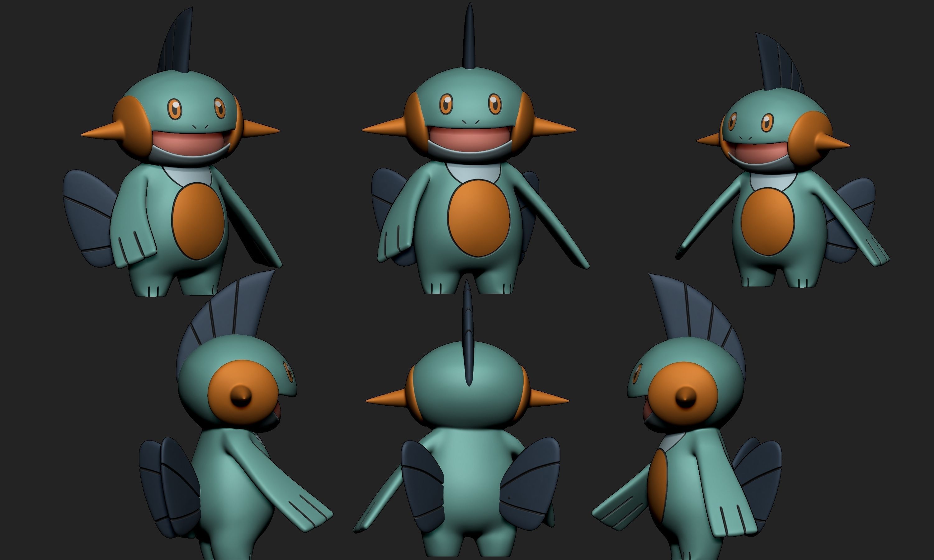 Pokemon - Mudkid Marshtomp and Swampert with 2 poses 3D model 3D ...