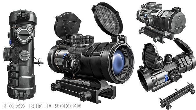 3D model 3X 5X Rifle Scope VR / AR / low-poly | CGTrader