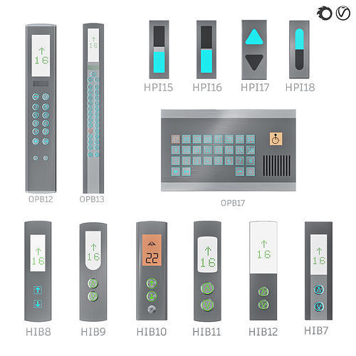 Floor indicators and elevator control panels - Collection 2 3D model ...