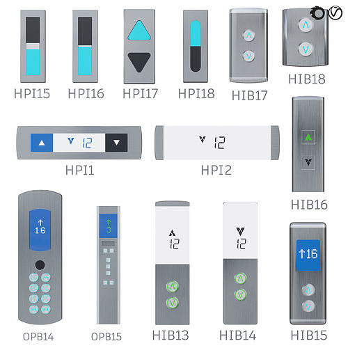 Floor indicators and elevator control panels - Collection 3 3D model ...