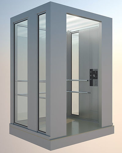 Lift1 elevator with glass door free 3D model | CGTrader