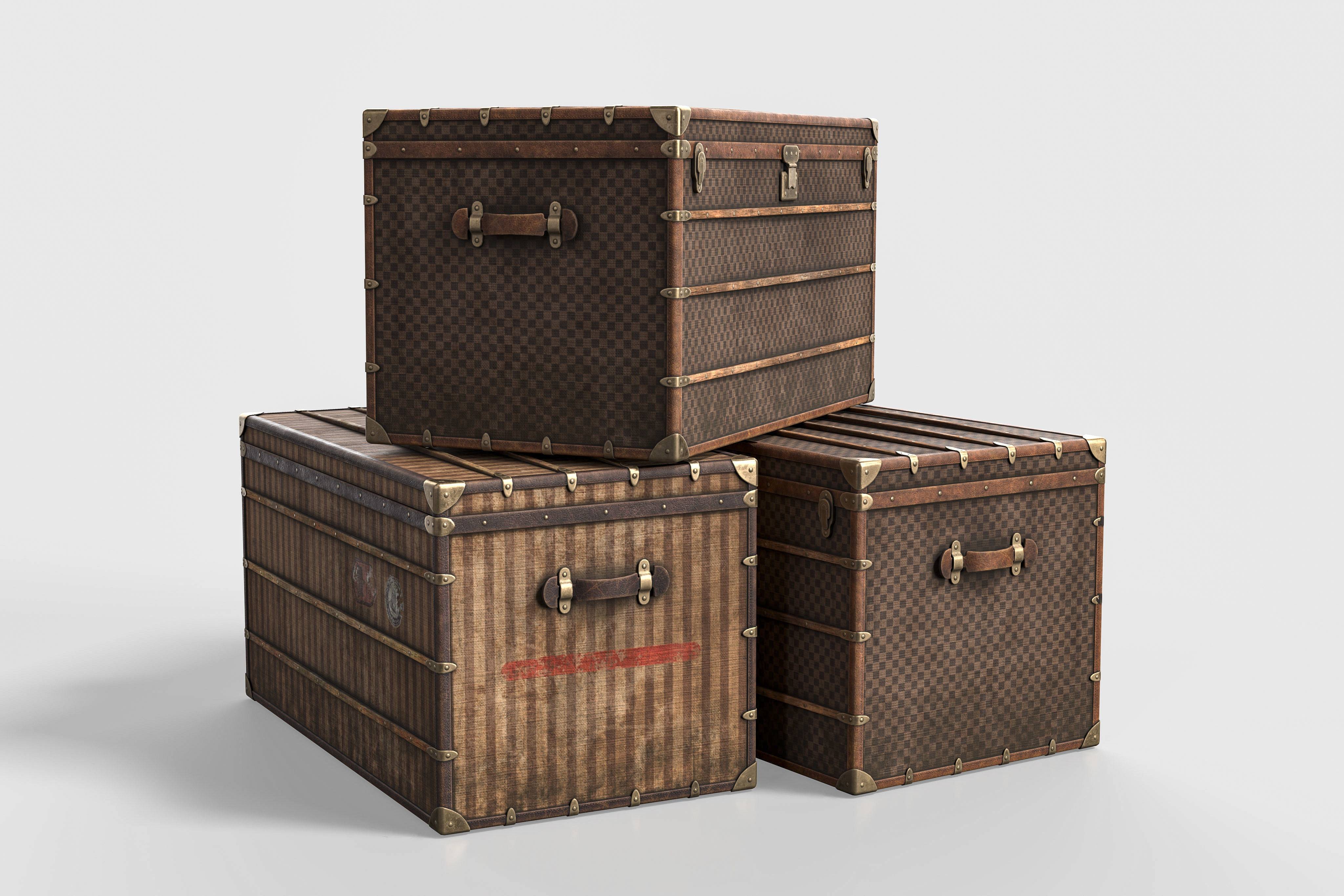 3D model Vintage travel trunk VR / AR / low-poly | CGTrader