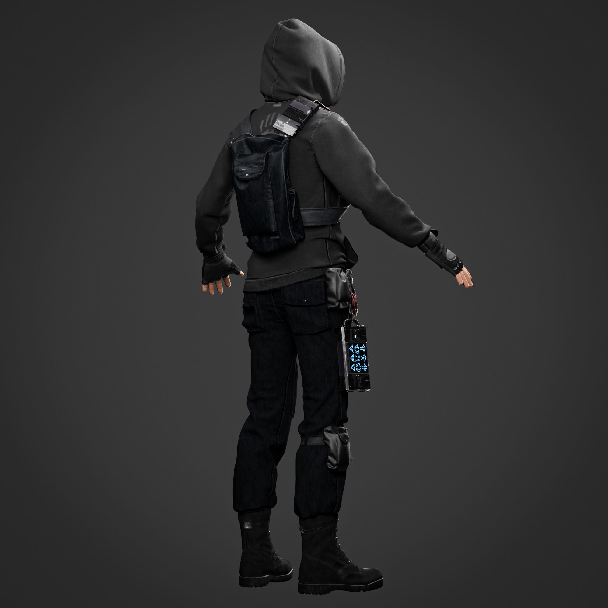 3D model Cyberpunk Hacker Game Ready Character Model VR / AR / low-poly ...