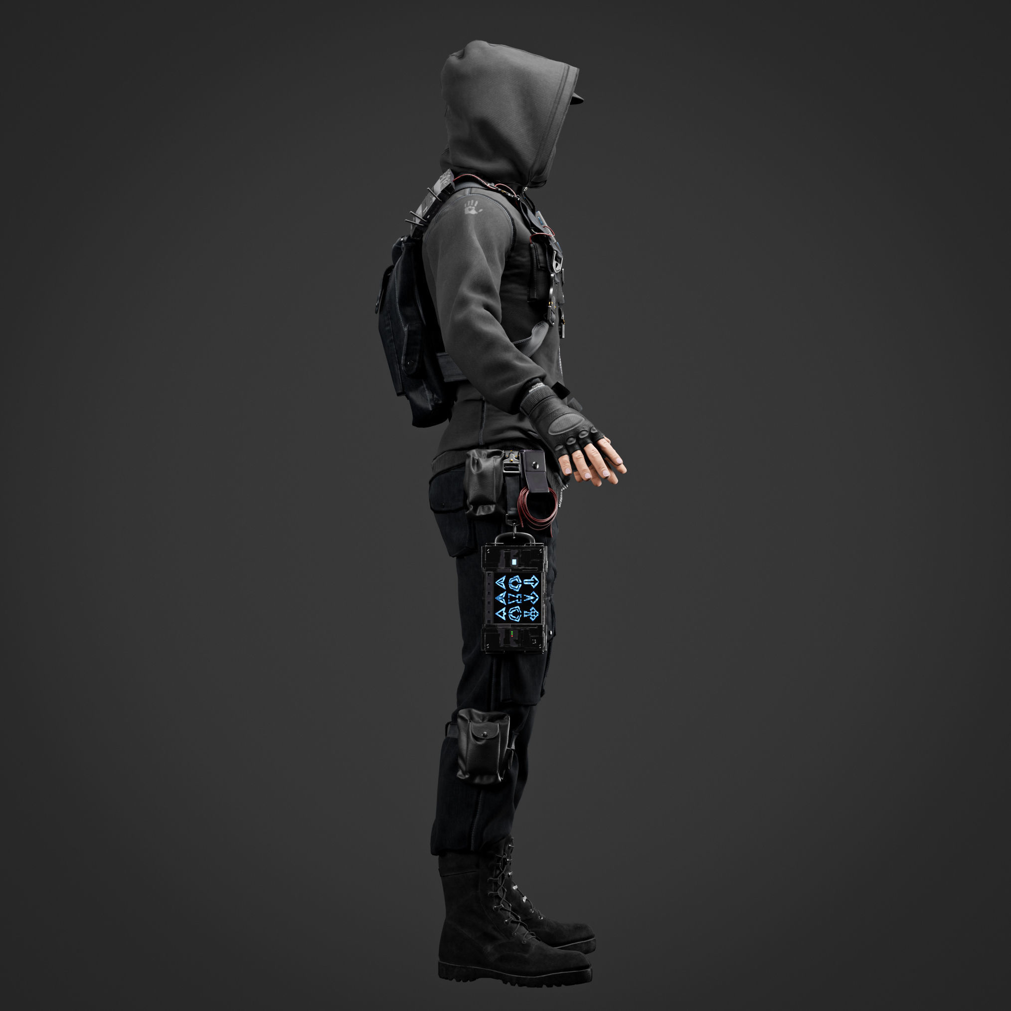 3D model Cyberpunk Hacker Game Ready Character Model VR / AR / low-poly ...