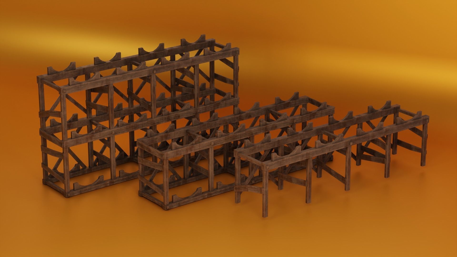 3D model Medieval Barrel Racks VR / AR / low-poly | CGTrader
