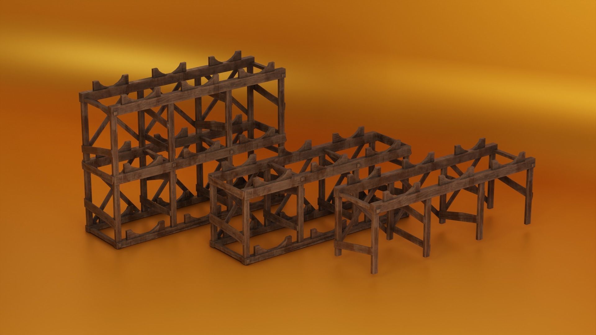 3D model Medieval Barrel Racks VR / AR / low-poly | CGTrader