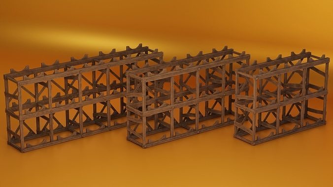 3D model Medieval Barrel Racks VR / AR / low-poly | CGTrader