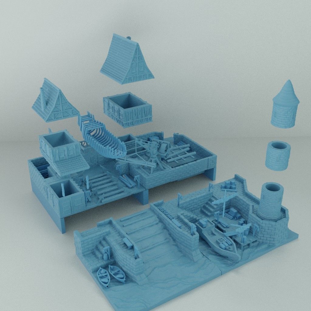 Medieval Shipyard Tabletop Terrain 3D model 3D printable | CGTrader