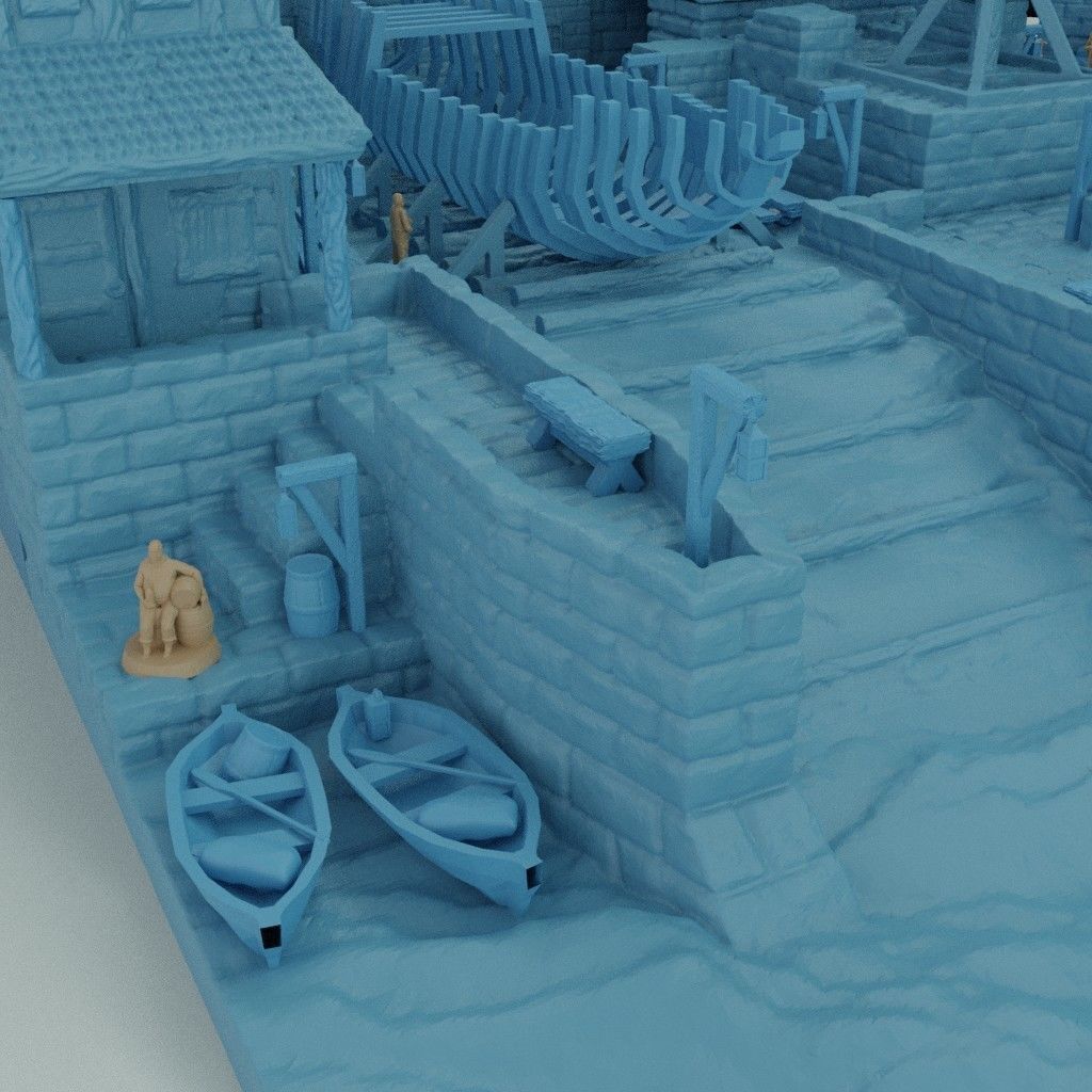 Medieval Shipyard Tabletop Terrain 3D model 3D printable | CGTrader