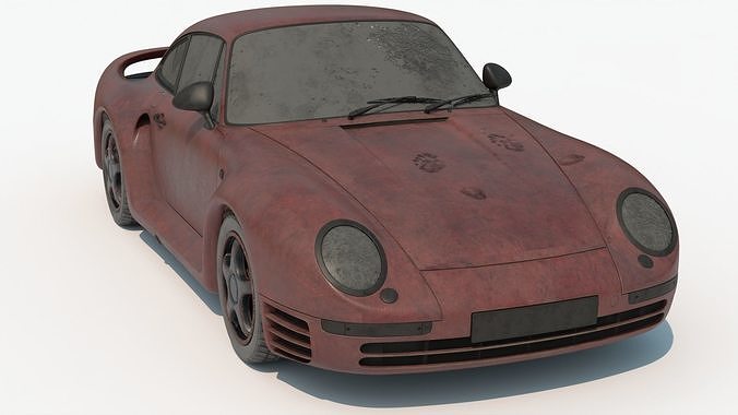 3D model 4K Textures Abandoned Rusty 1987 Sport Car VR / AR / low-poly ...