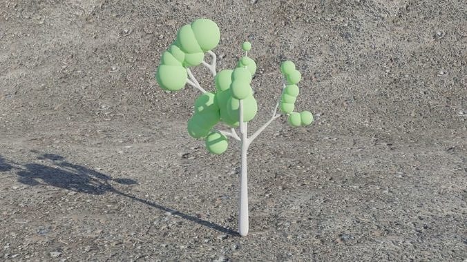 3D model Sci-Fi Fantasy Low-Poly Game-Ready Tree 1 - Light Green 1 VR ...
