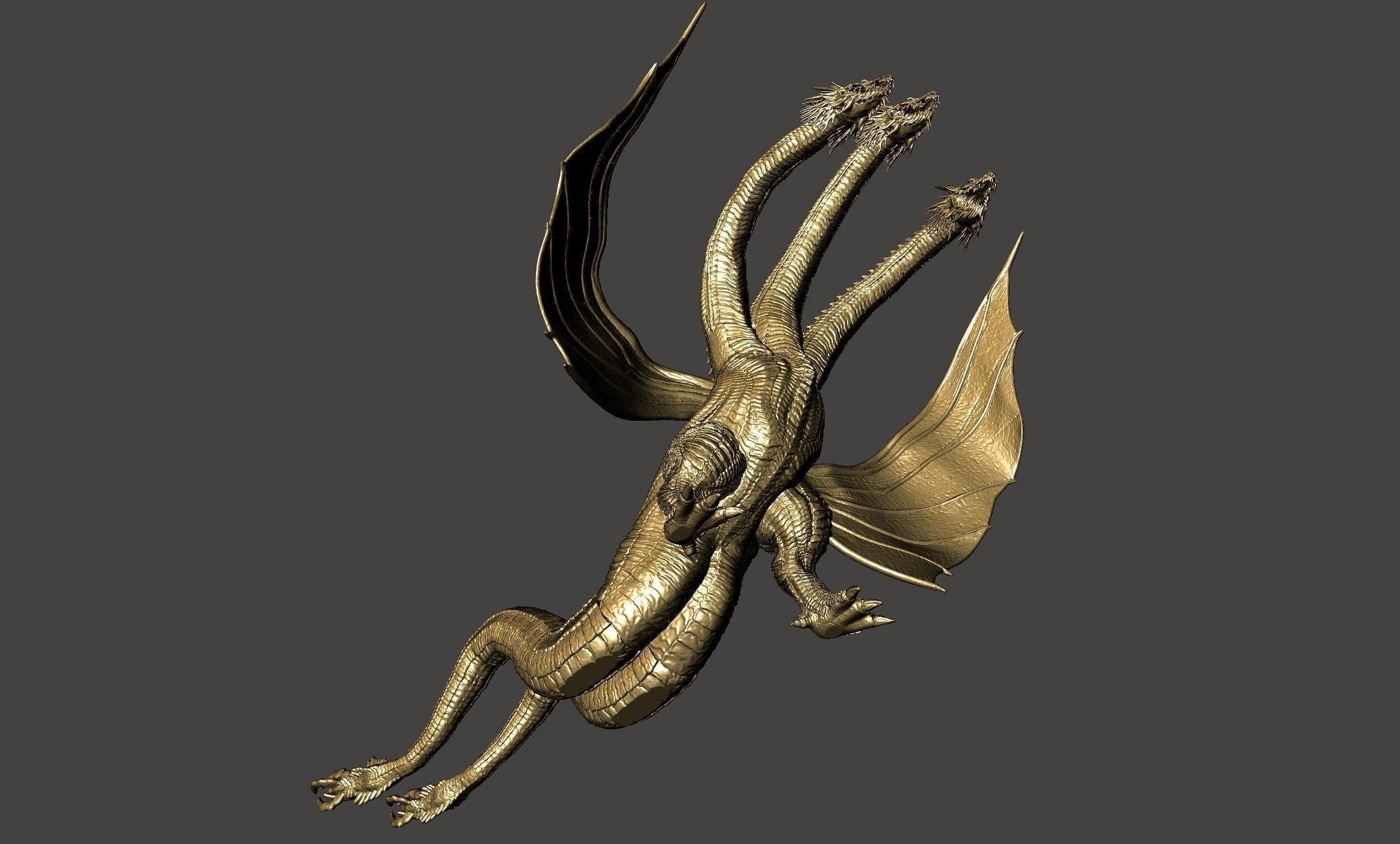 Shin Ghidorah Godzilla vs Evangelion King Kaiju ultra detail STL 3D ...