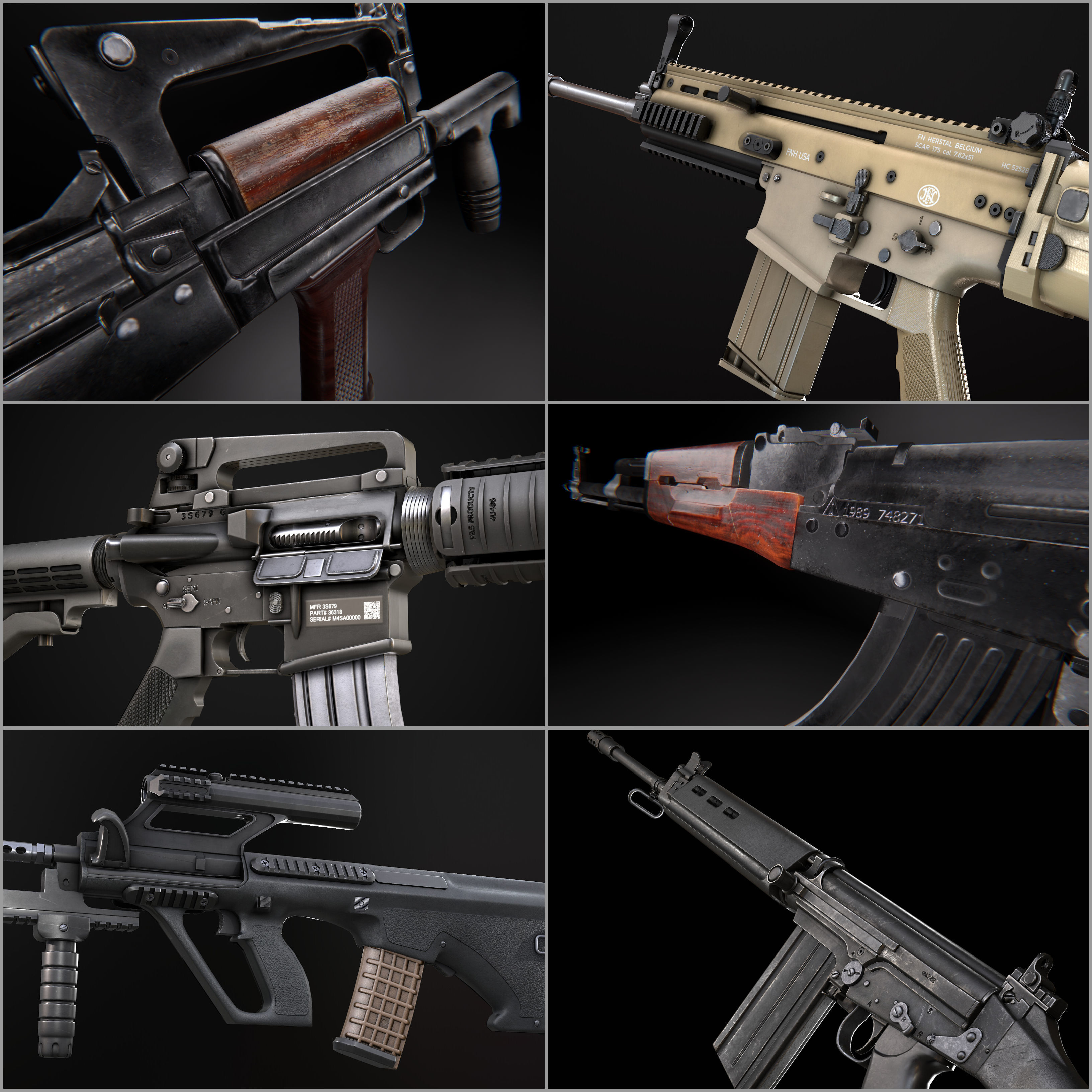 3D model Modern AAA Mega all in one 30 weapons pack Game-Ready PBR VR ...