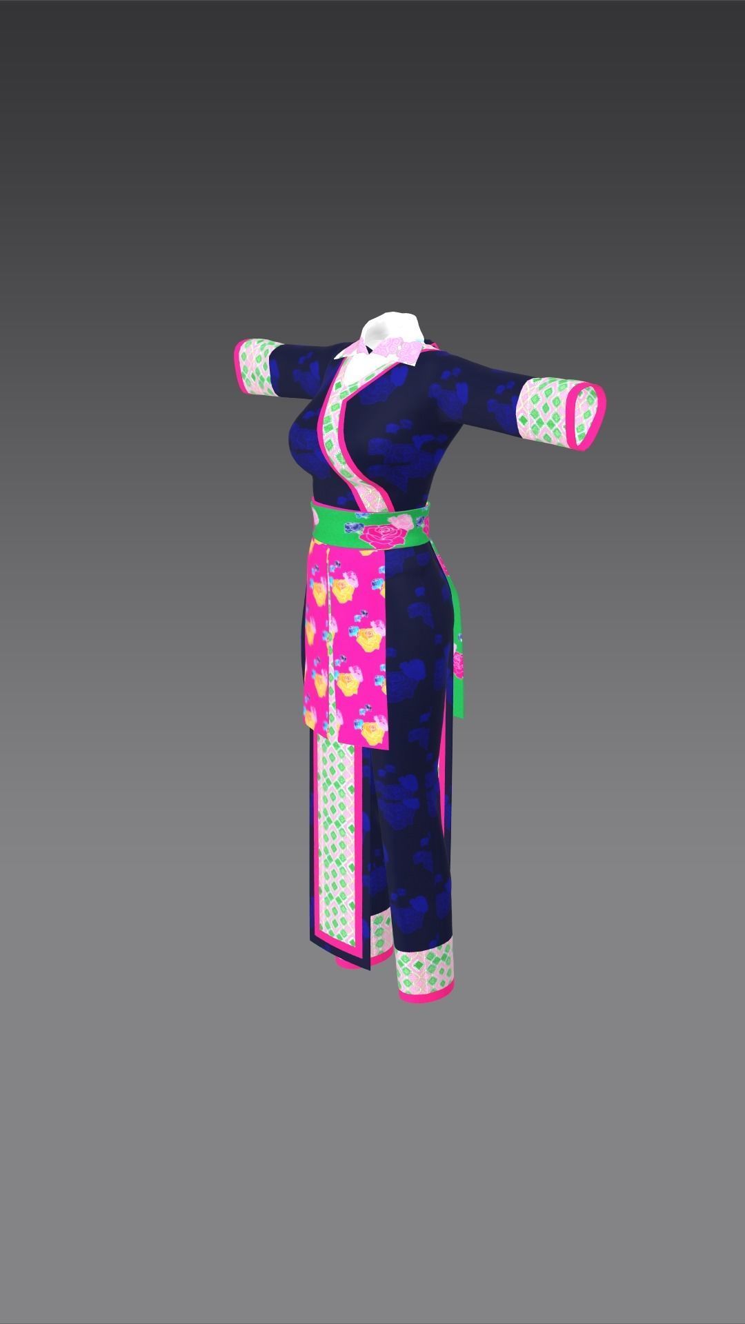 Hmong girl pants outfit use for 3d cartoon 3D model | CGTrader