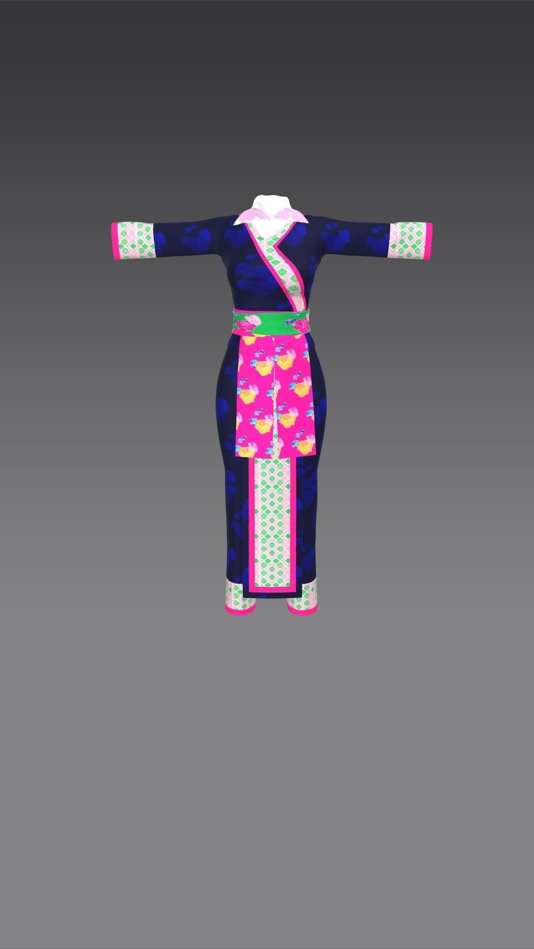 Hmong girl pants outfit use for 3d cartoon 3D model | CGTrader
