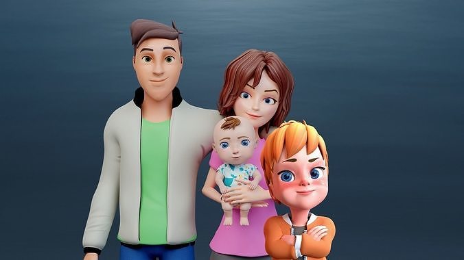 3D model Cartoon family pack rigged VR / AR / low-poly | CGTrader