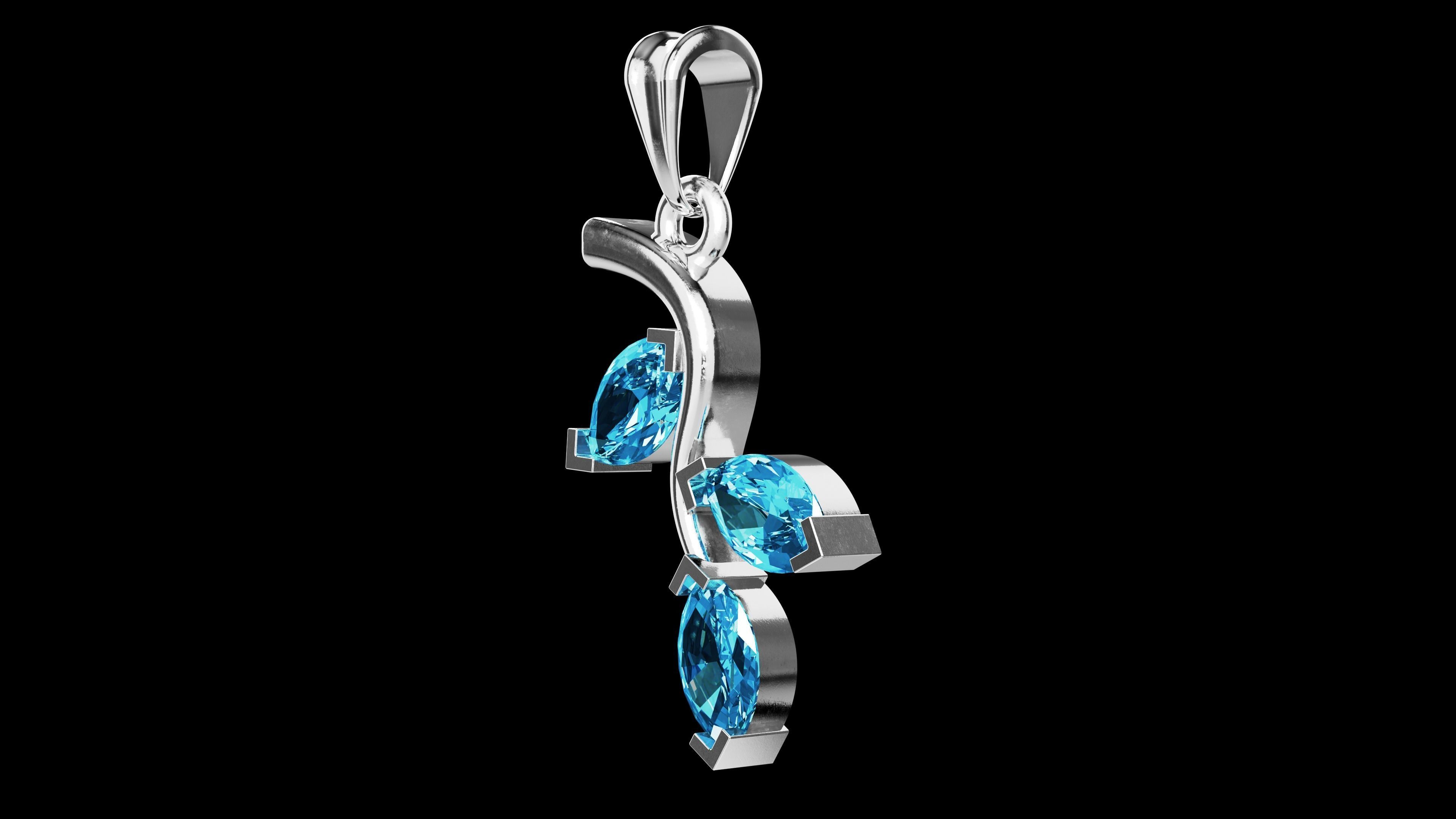 Twig marquise jewelry pendant 3D model 3D printable | CGTrader