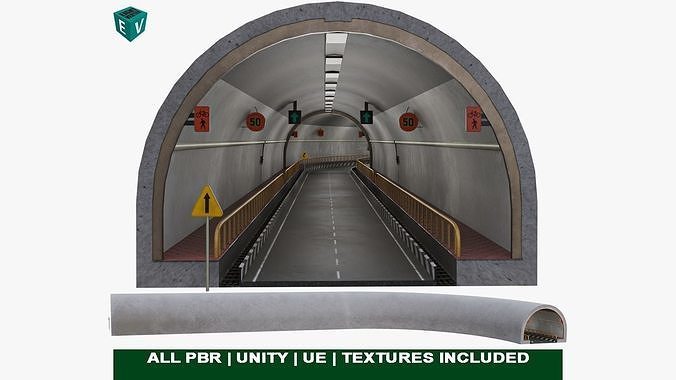 3D model Subway Road Tunnel 03 All PBR Unity UE Textures Included VR ...