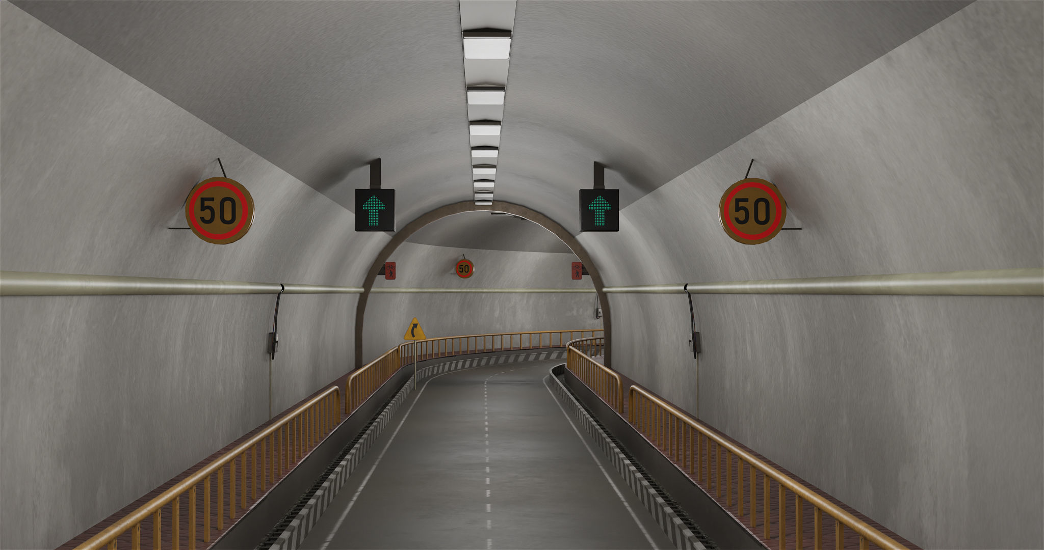 3D model Subway Road Tunnel 03 All PBR Unity UE Textures Included VR ...