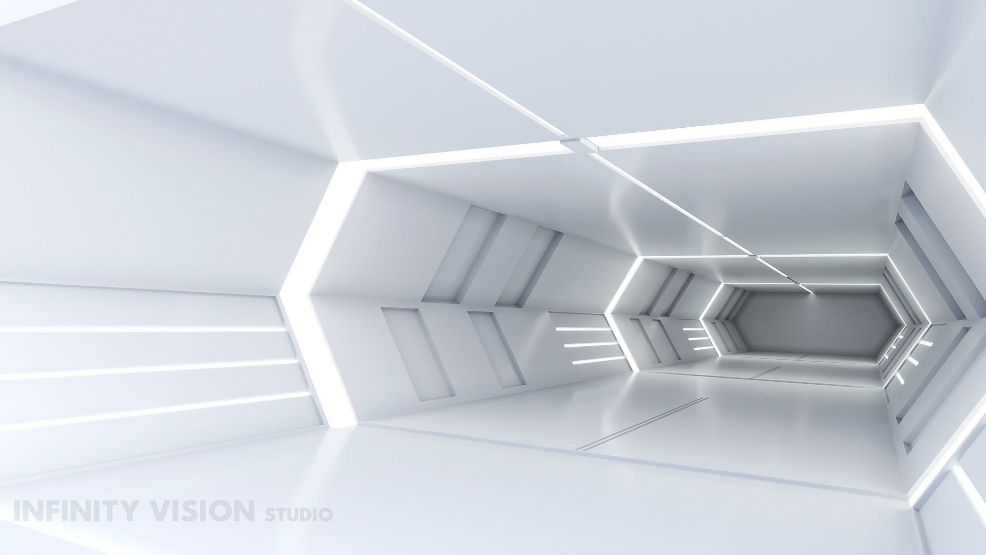 3D model low poly scifi corridor 01 VR / AR / low-poly | CGTrader