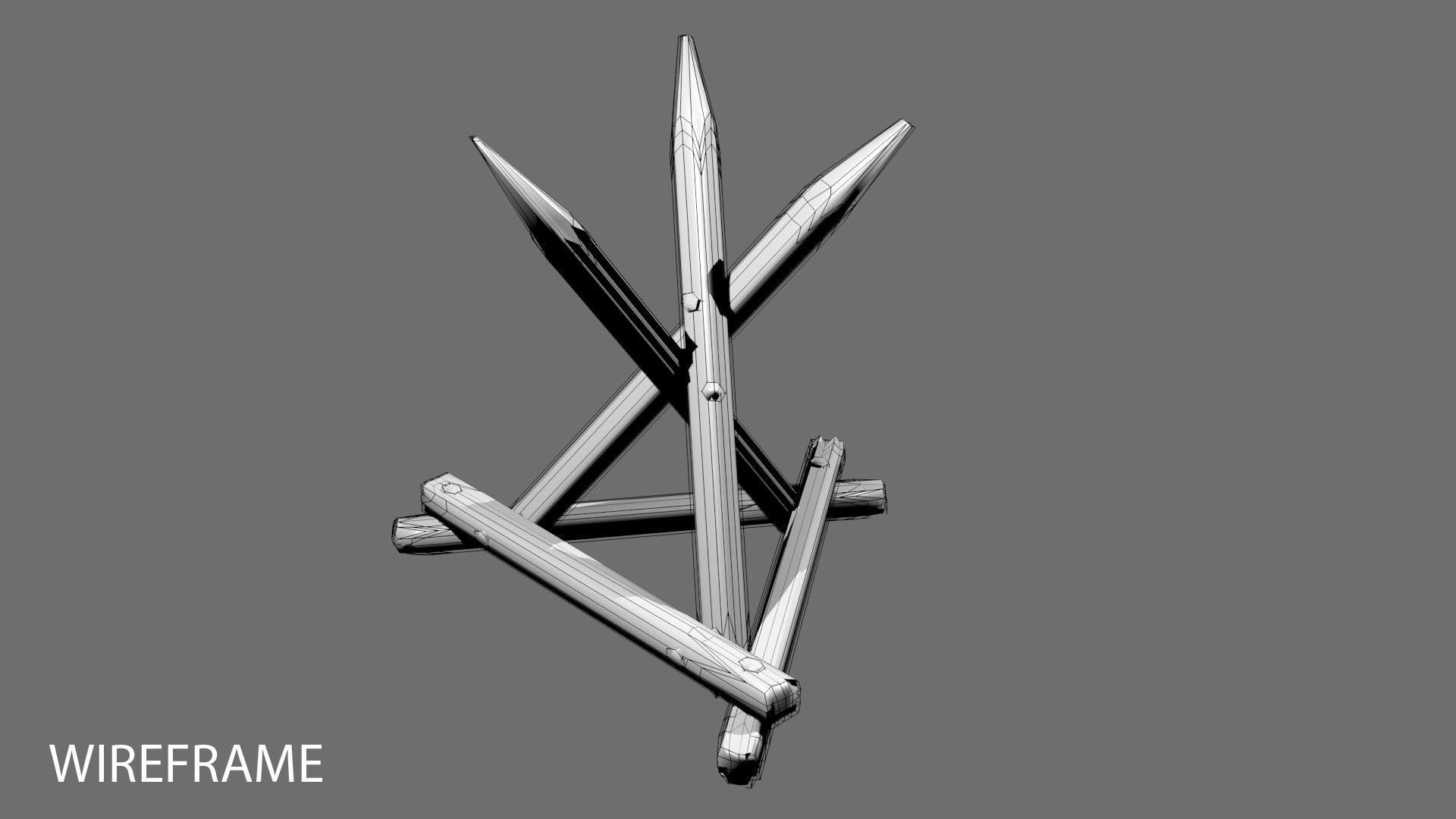 Military Barricade - Palisade 3D model | CGTrader