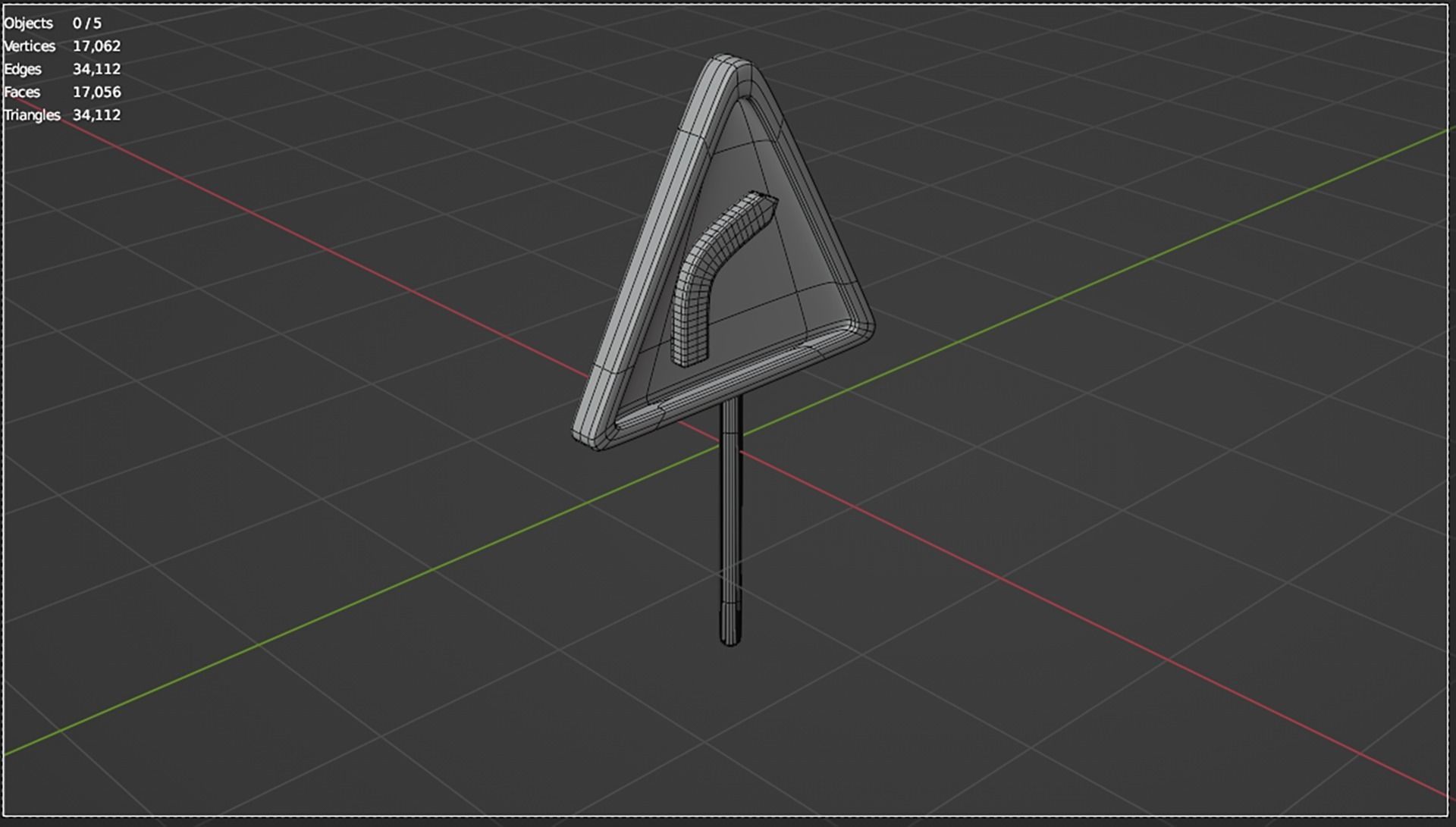 3d cartoon right-hand bend ahead road sign icon 3D model | CGTrader