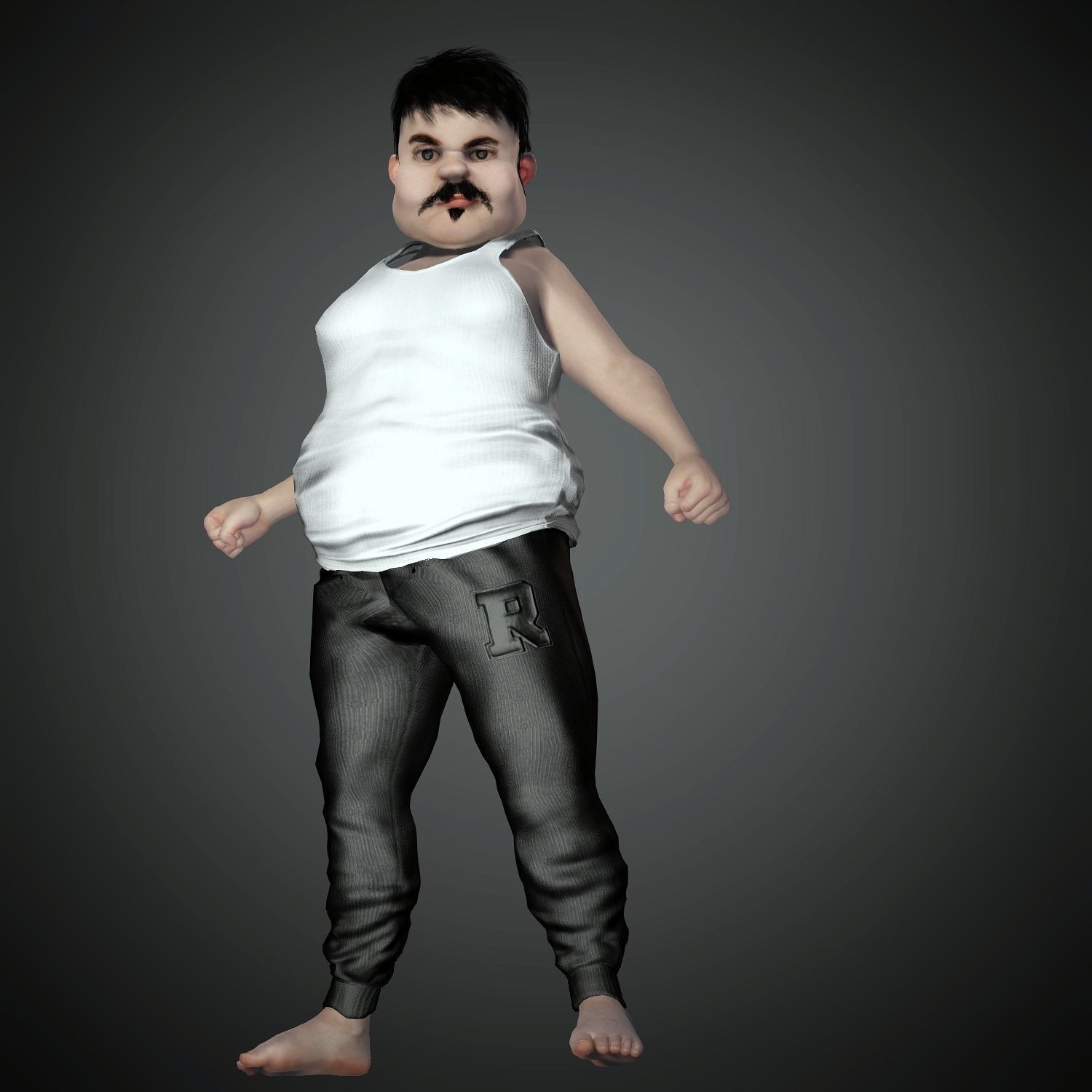 Semi Realistic Cartoon Character Fat Man Blender Iclone CC 3D model ...