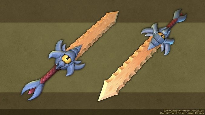 3D model Hand-painted Sea Sword VR / AR / low-poly | CGTrader