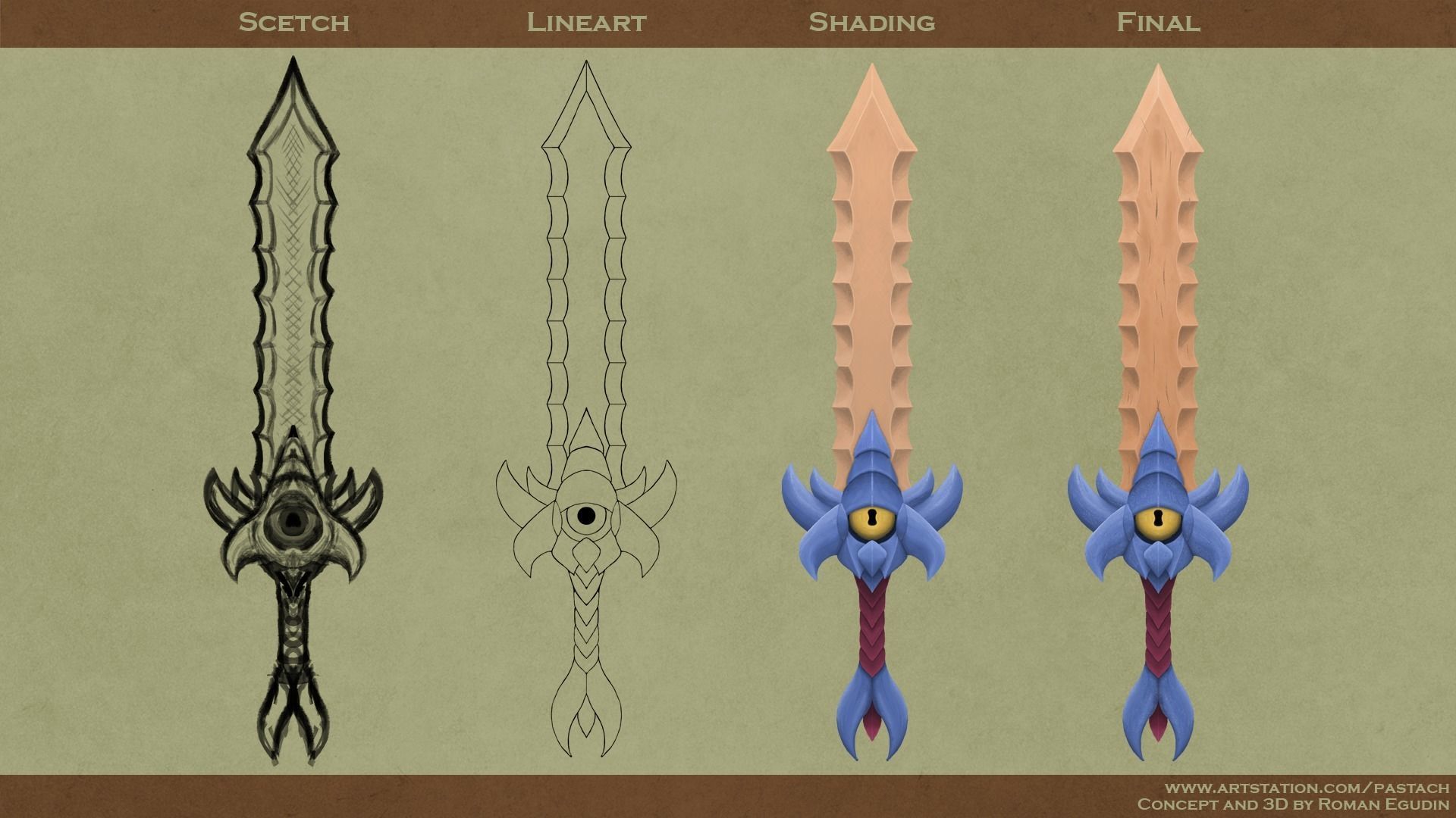 3D model Hand-painted Sea Sword VR / AR / low-poly | CGTrader
