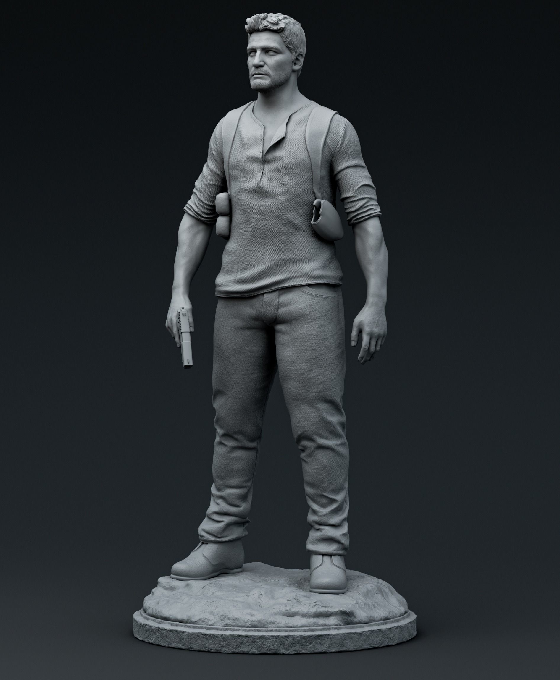 Uncharted 4 Nathan Drake Statue 3D model 3D printable | CGTrader