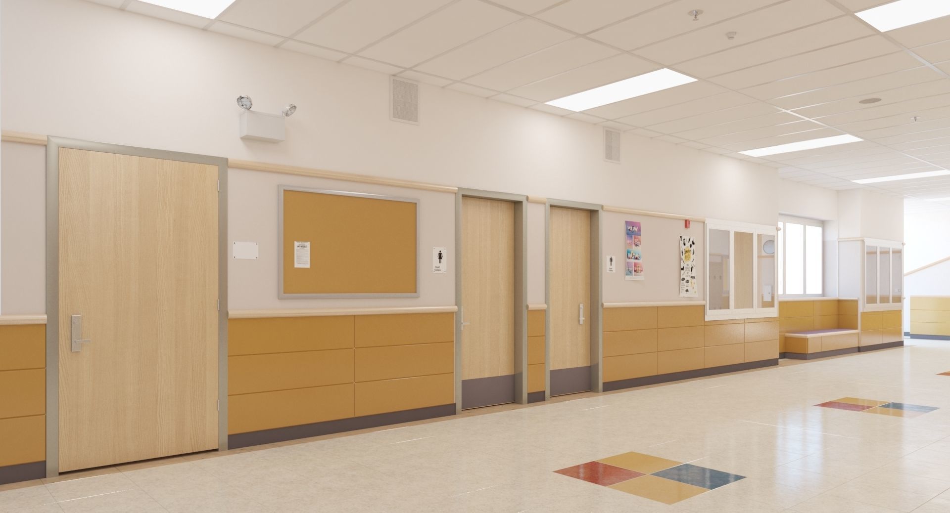 School Hallway Locker Room 3D model | CGTrader