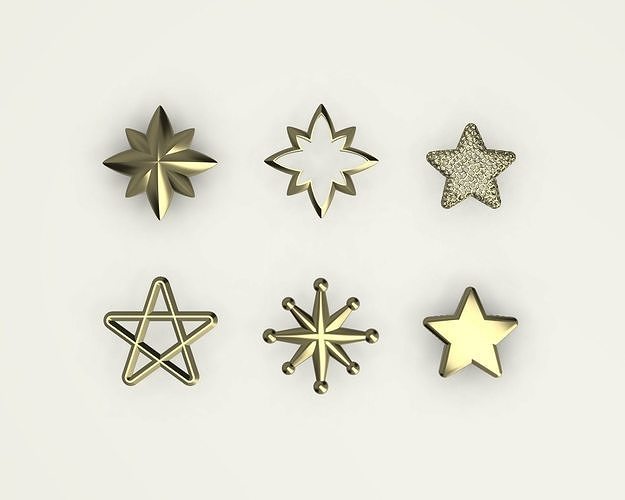 Set of six 3D models of stars ver2 3D model 3D printable | CGTrader