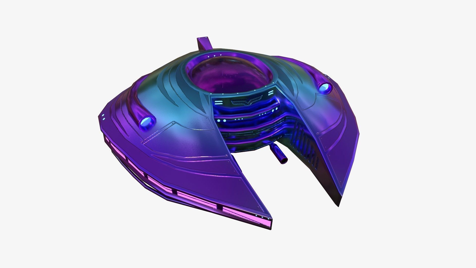 3D model Alien Spaceship UFO D04 Purple Blue - Sci Fi Spacecraft Design ...