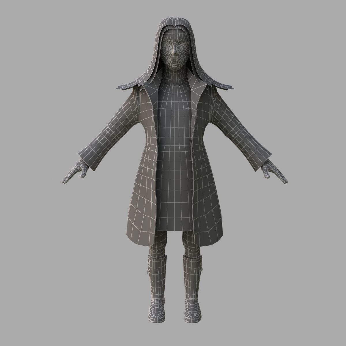 3D model Girl Low Poly in coat and boots VR / AR / low-poly | CGTrader