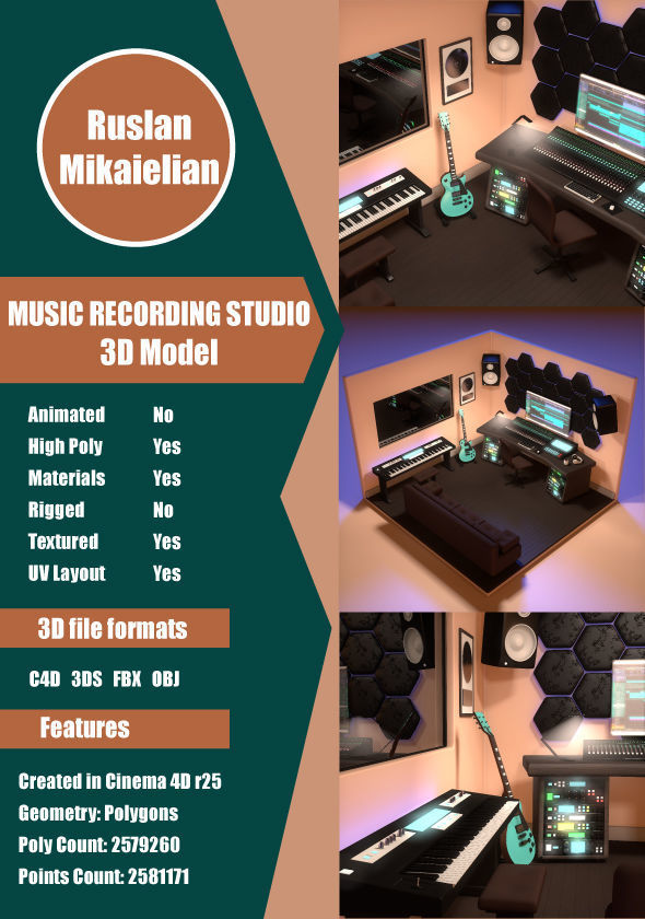Music Recording Studio 3D model | CGTrader