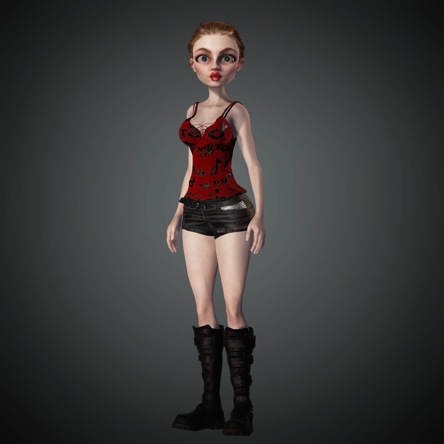 Beautiful Cartoon Character Girl TikToker Blender Maya Iclone 3D model ...