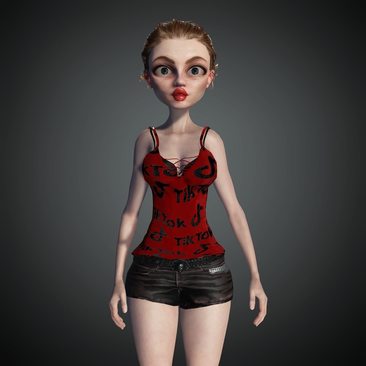 Beautiful Cartoon Character Girl TikToker Blender Maya Iclone 3D model ...