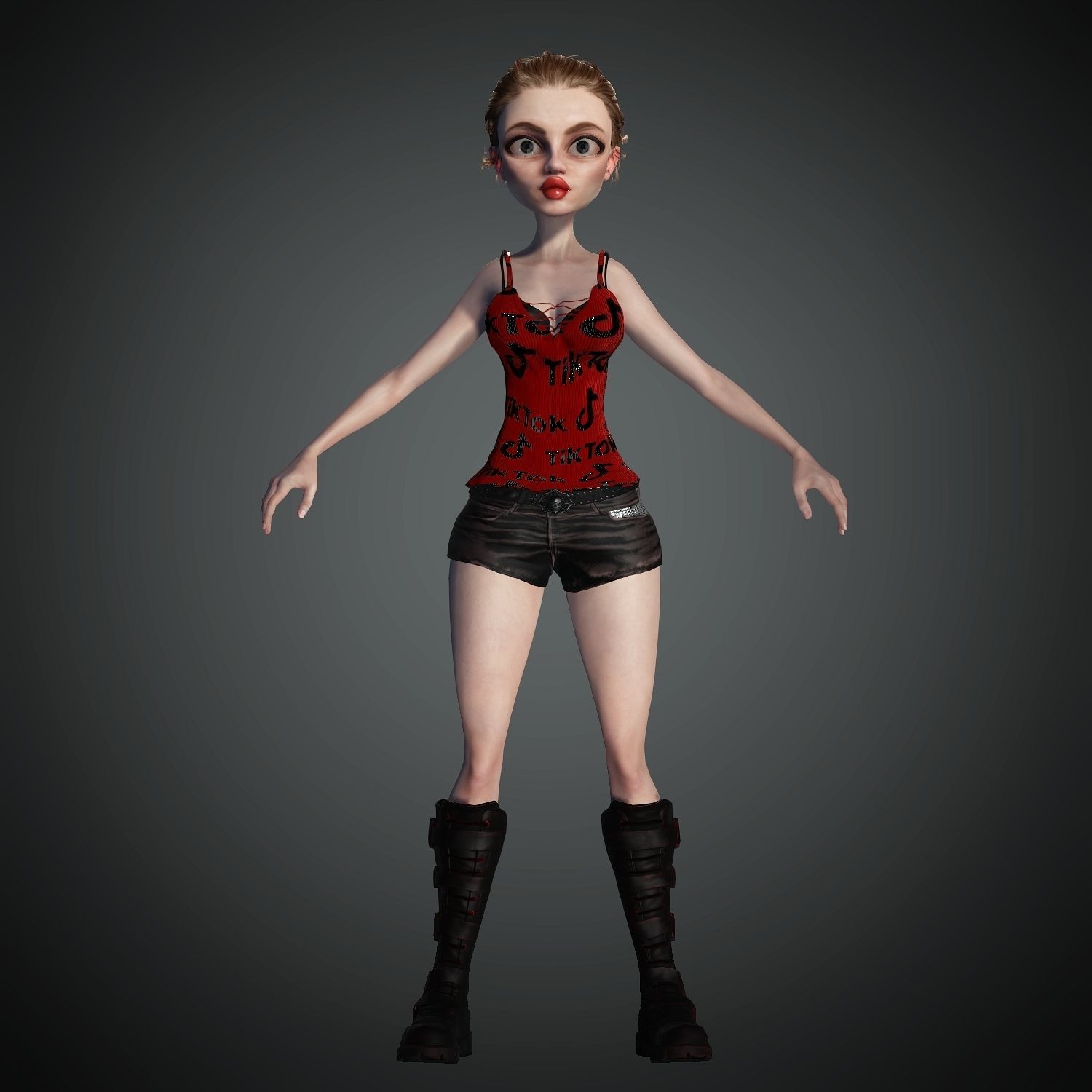 Beautiful Cartoon Character Girl TikToker Blender Maya Iclone 3D model ...