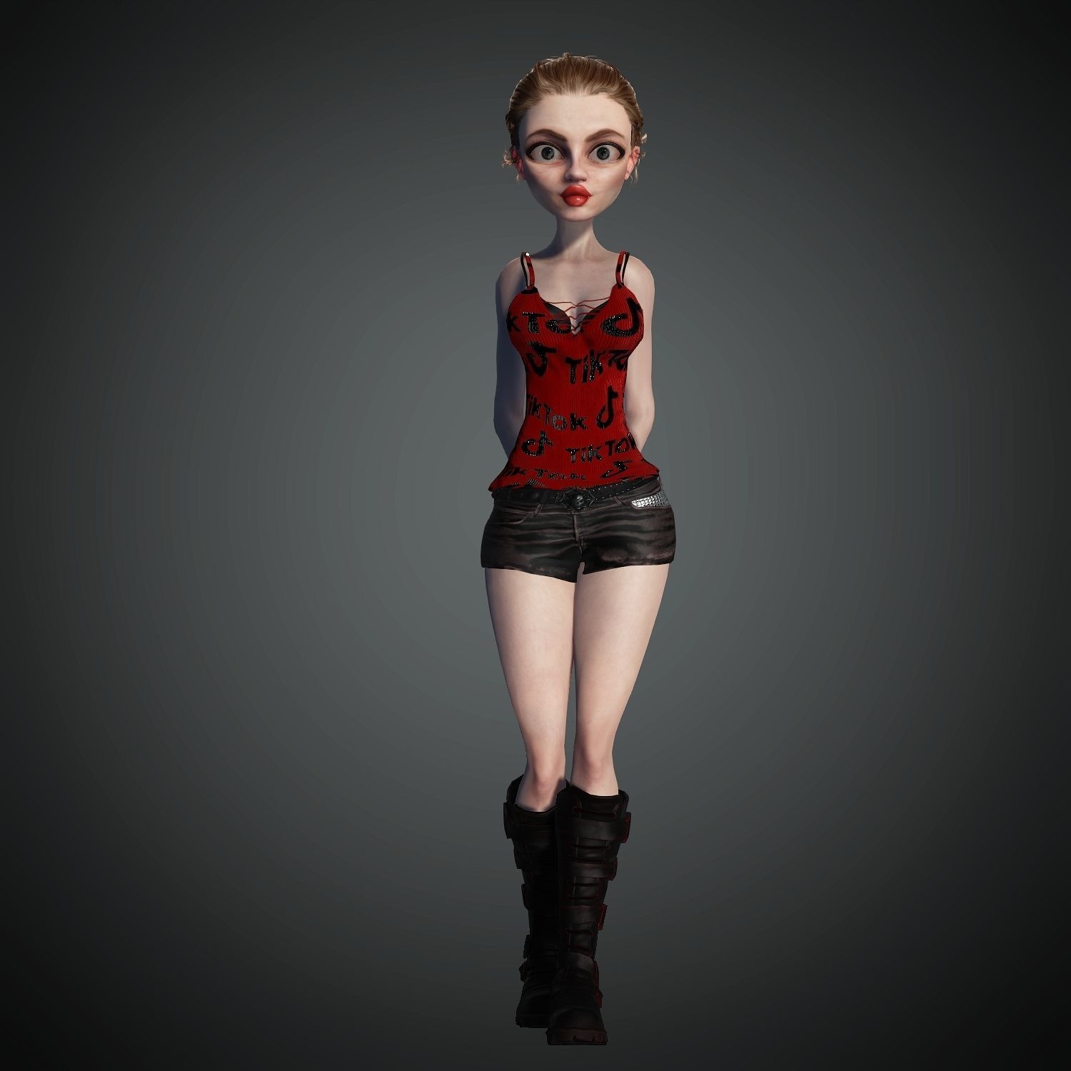 Beautiful Cartoon Character Girl TikToker Blender Maya Iclone 3D model ...