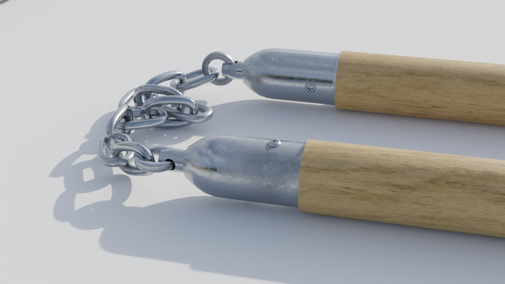 Nunchaku 3d two wooden sticks with chain 3D model | CGTrader